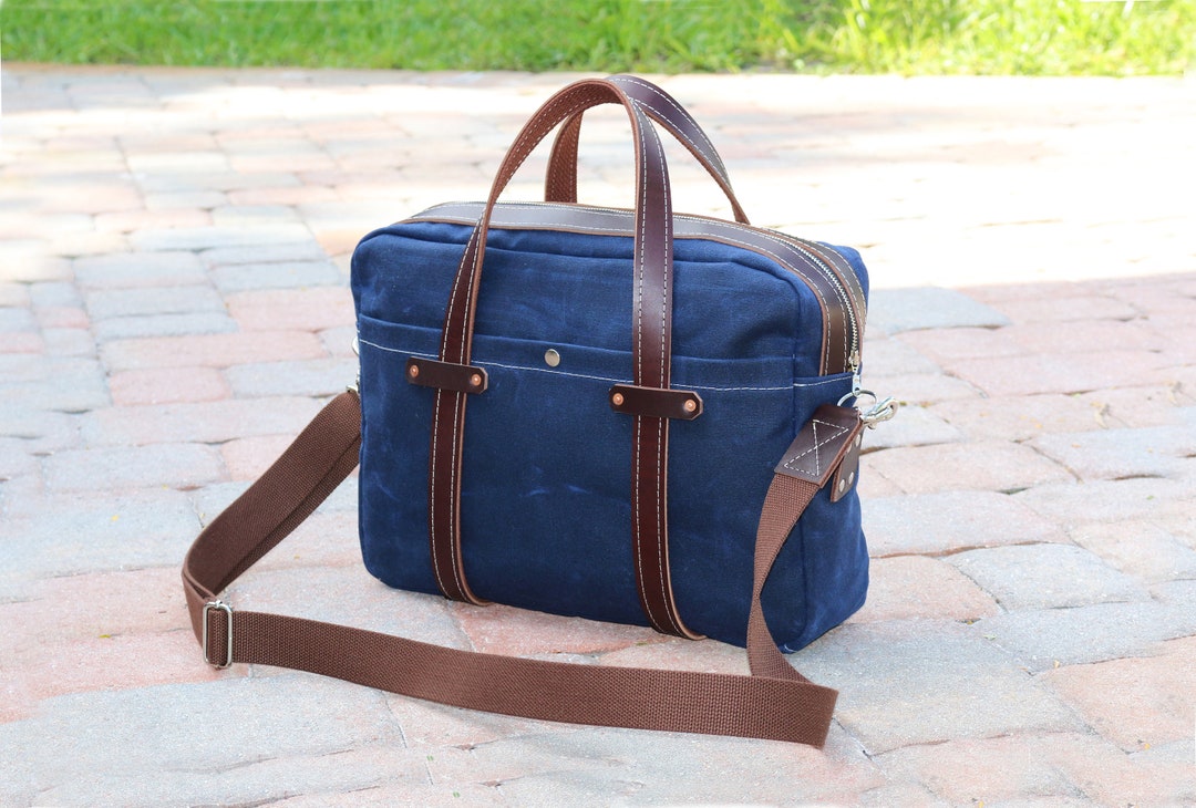 Waxed Canvas Briefcase Bag - Handmade by Alex M Lynch - 010279 - Etsy