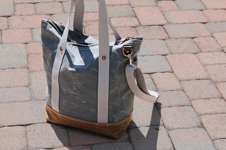 EXTRA LARGE Zippered Tote Bag - Heavy Waxed Canvas Everyday Tote ...