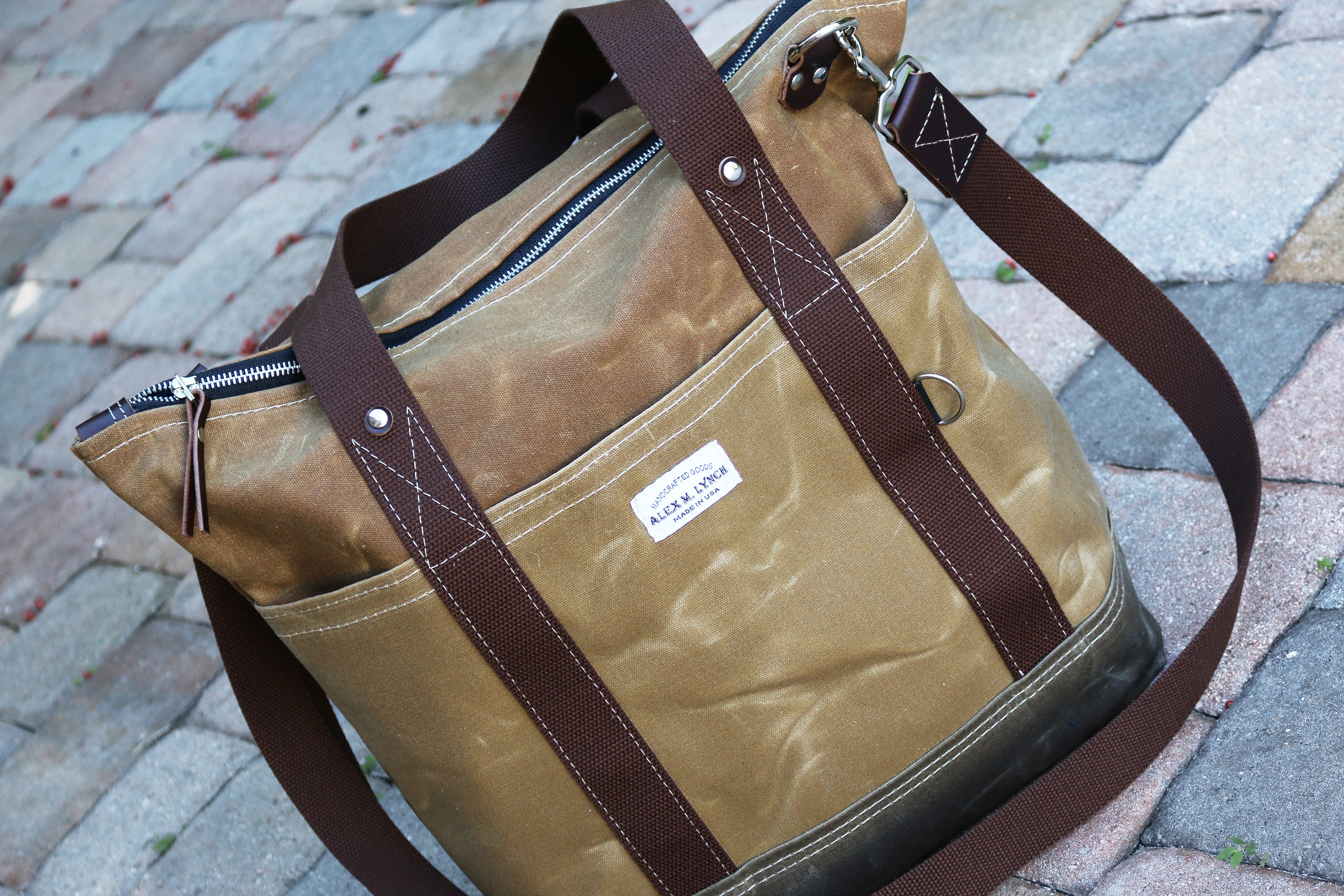EXTRA LARGE Zippered Tote Bag - Heavy Waxed Canvas Everyday Tote ...