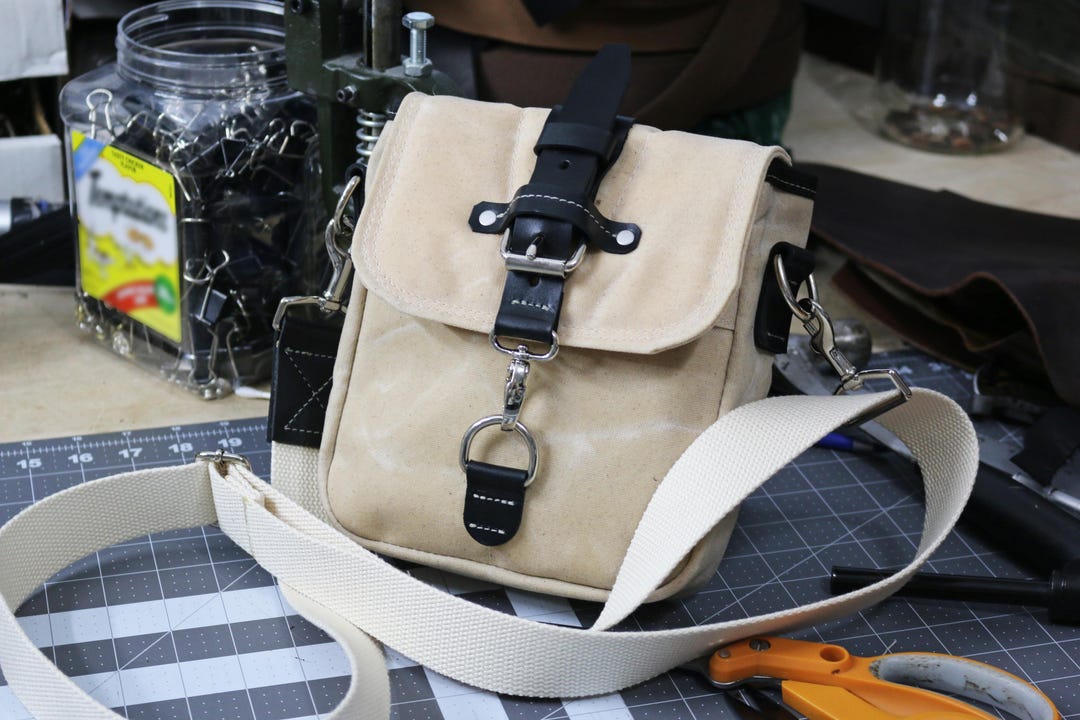 Waxed Canvas Small Bag Satchel- Travel Bag , Cross Body Bag. Model ...