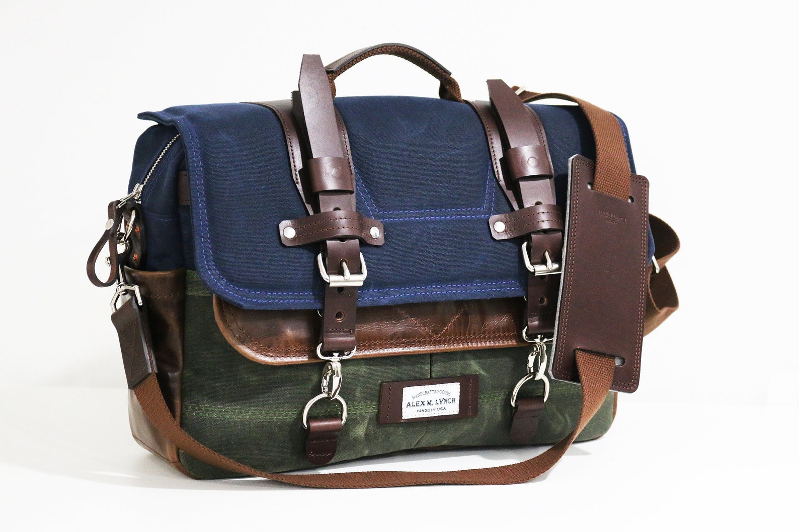 Waxed Canvas Briefcase Messenger Bag - Handmade by Alex M Lynch ...