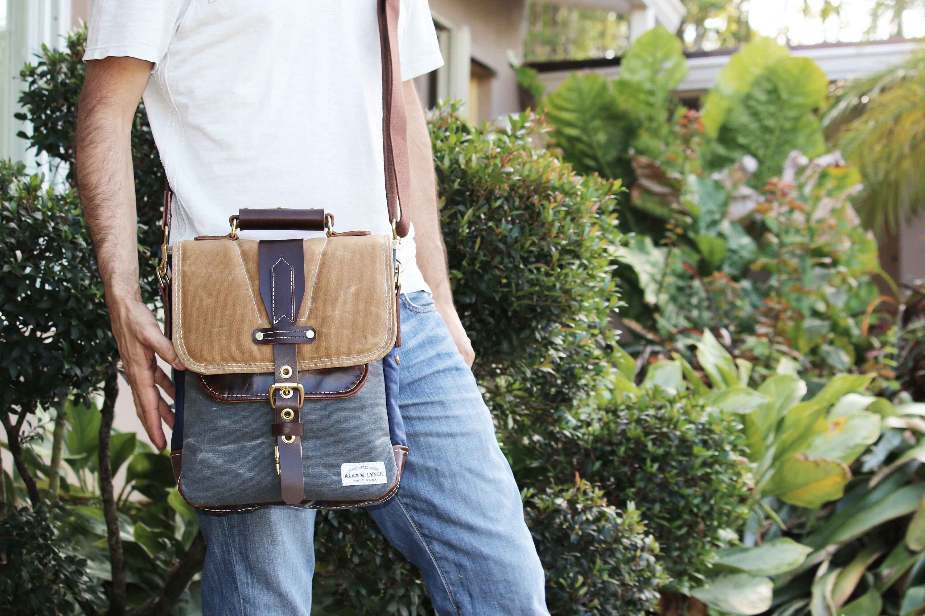 Waxed Canvas Vertical Messenger Bag Convertible Bag | Etsy
