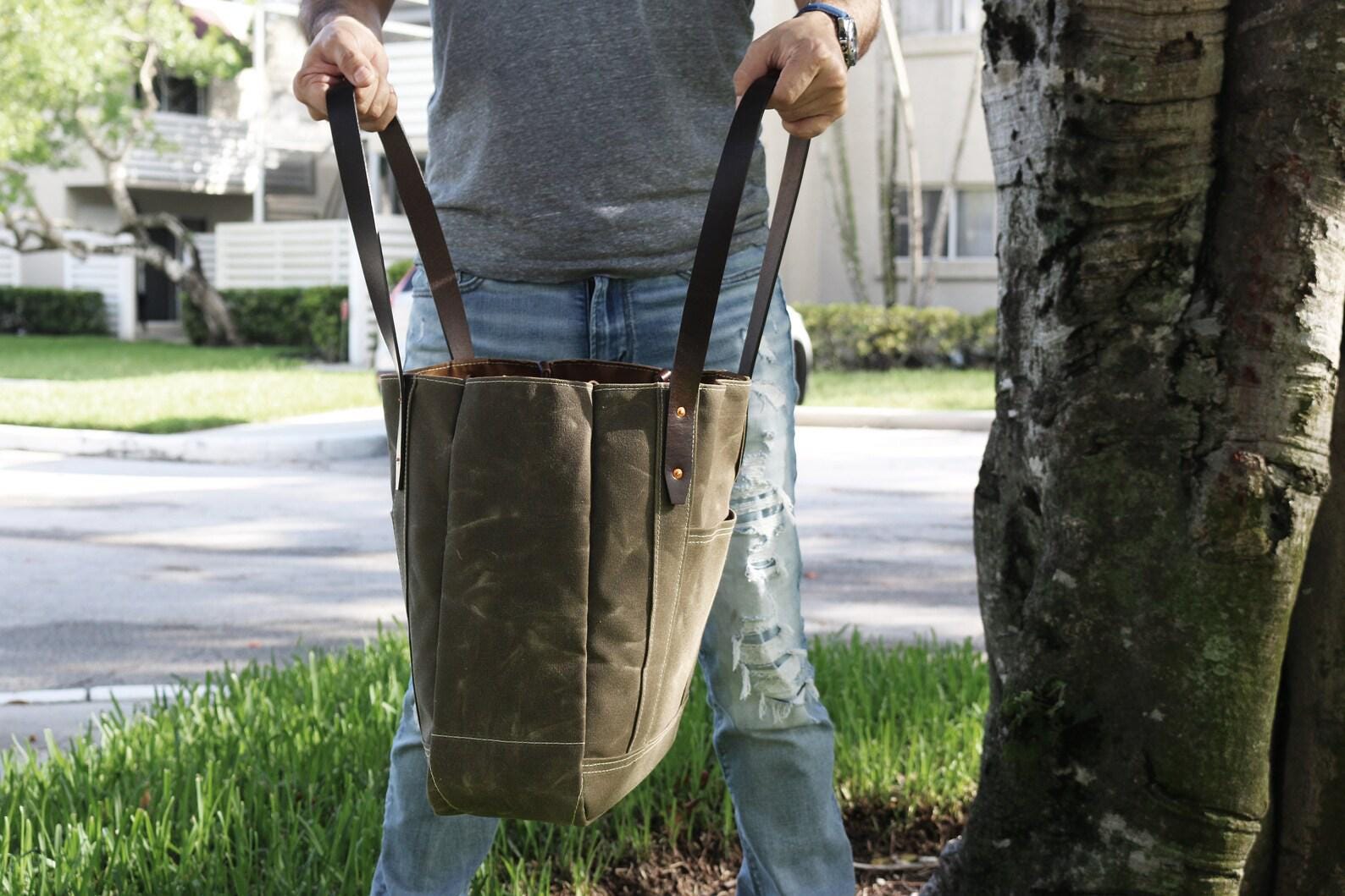 Large Tote - Heavy Weight Water Resistant and Genuine Leather Accents ...