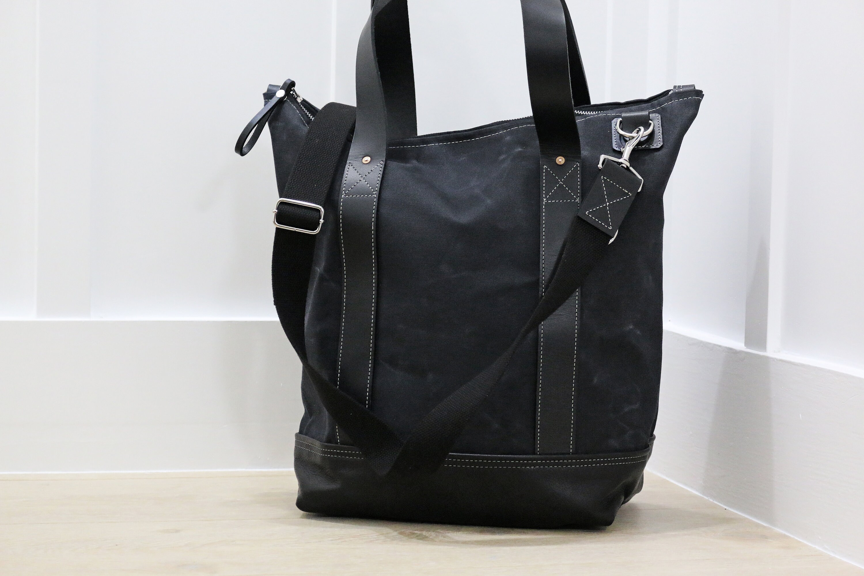 EXTRA LARGE Zippered Tote Bag - Heavy Waxed Canvas Everyday Tote ...