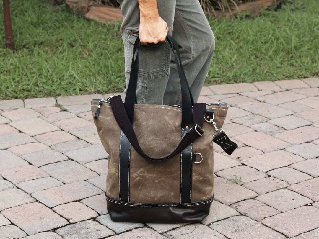 EXTRA LARGE Zippered Tote Bag - Heavy Waxed Canvas Everyday Tote ...