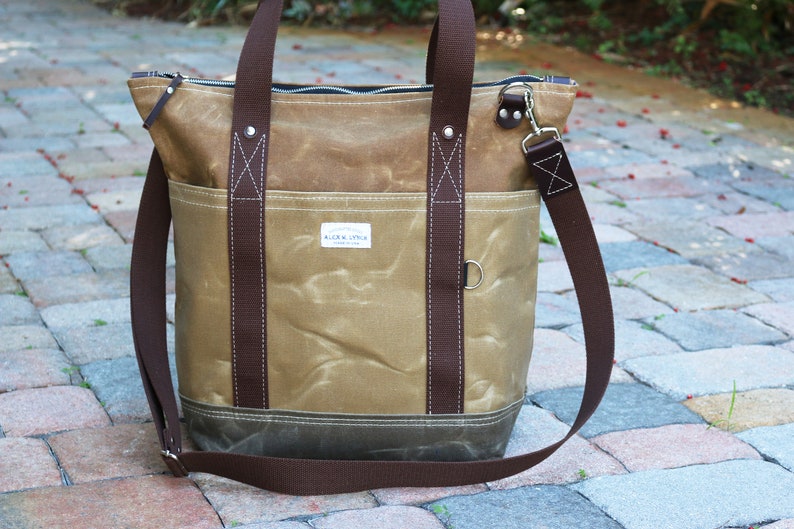 EXTRA LARGE Zippered Tote Bag - Heavy Waxed Canvas Everyday Tote ...