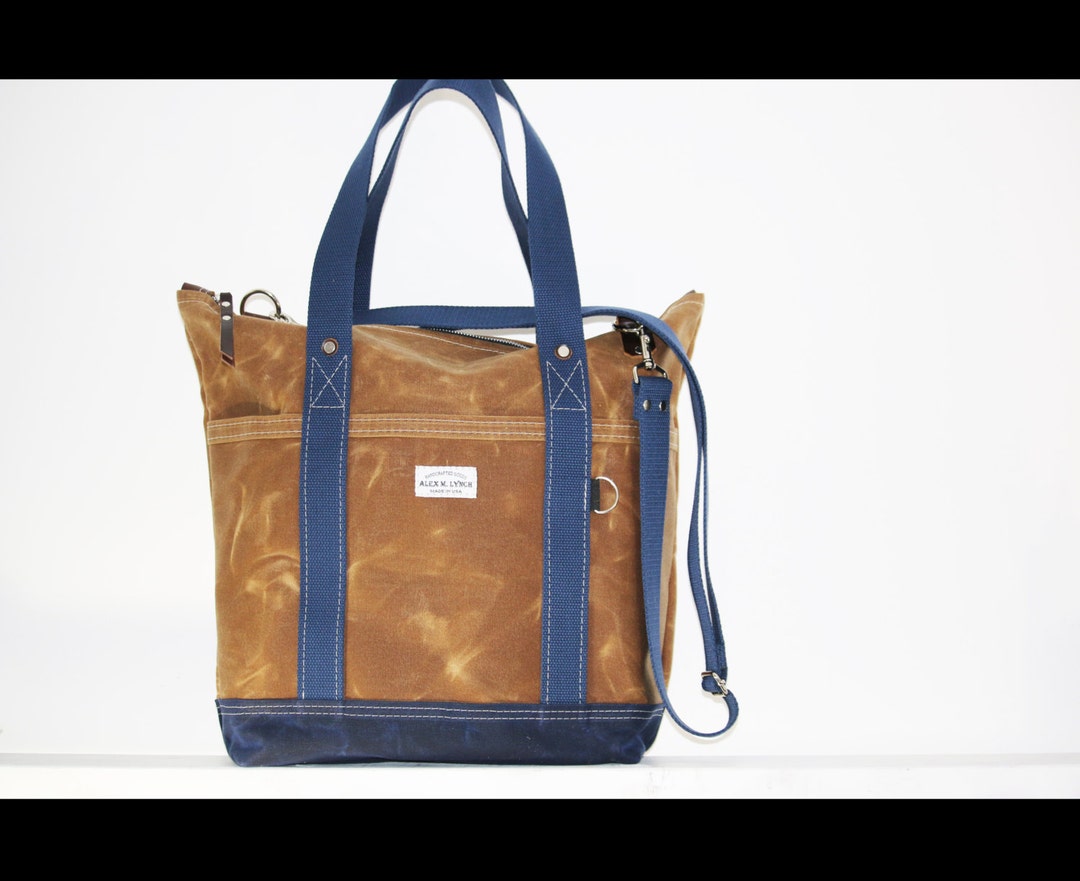 EXTRA LARGE Zippered Tote Bag - Heavy Waxed Canvas Everyday Tote ...