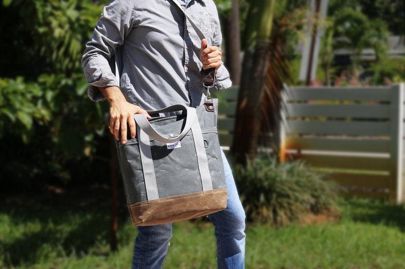 EXTRA LARGE Zippered Tote Bag - Heavy Waxed Canvas Everyday Tote ...