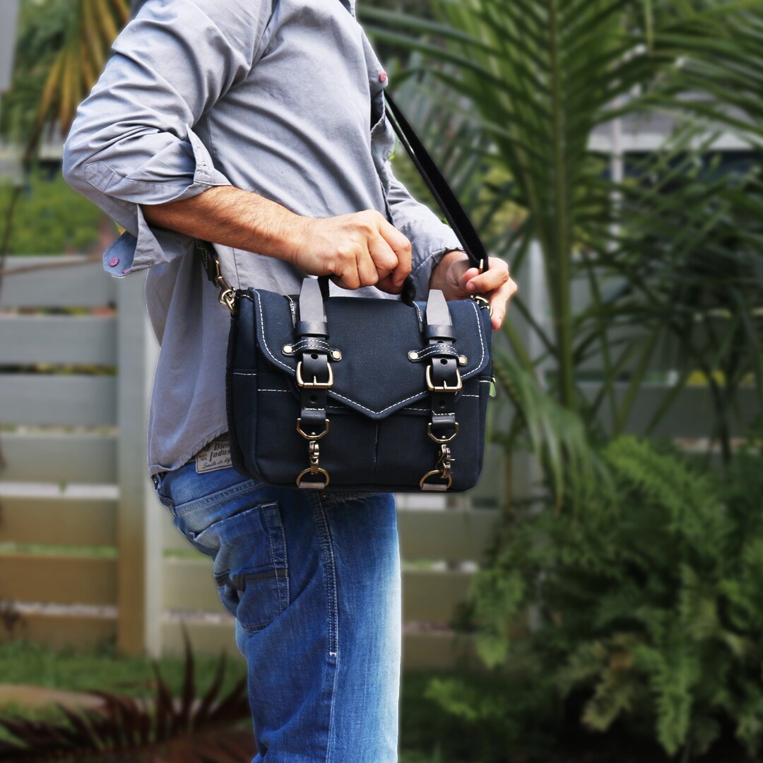 PETITE Waxed Canvas Small Messenger Bag - Cross Body Bag Handmade by ...