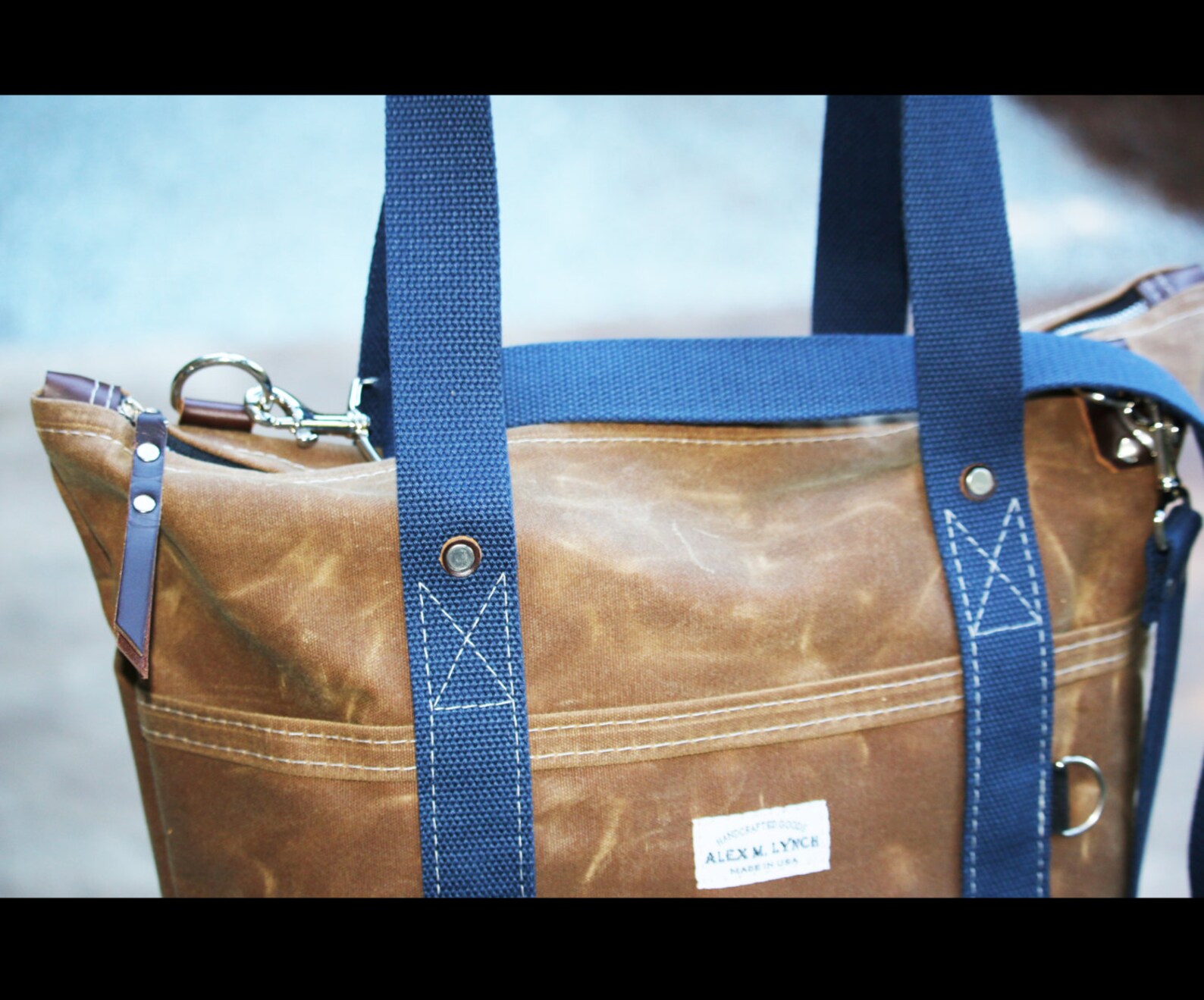 EXTRA LARGE Zippered Tote Bag - Heavy Waxed Canvas Everyday Tote ...