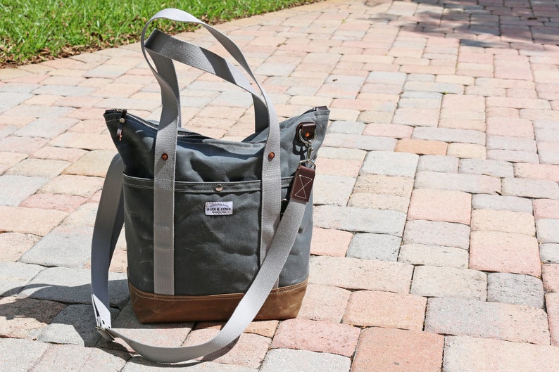 EXTRA LARGE Zippered Tote Bag - Heavy Waxed Canvas Everyday Tote ...