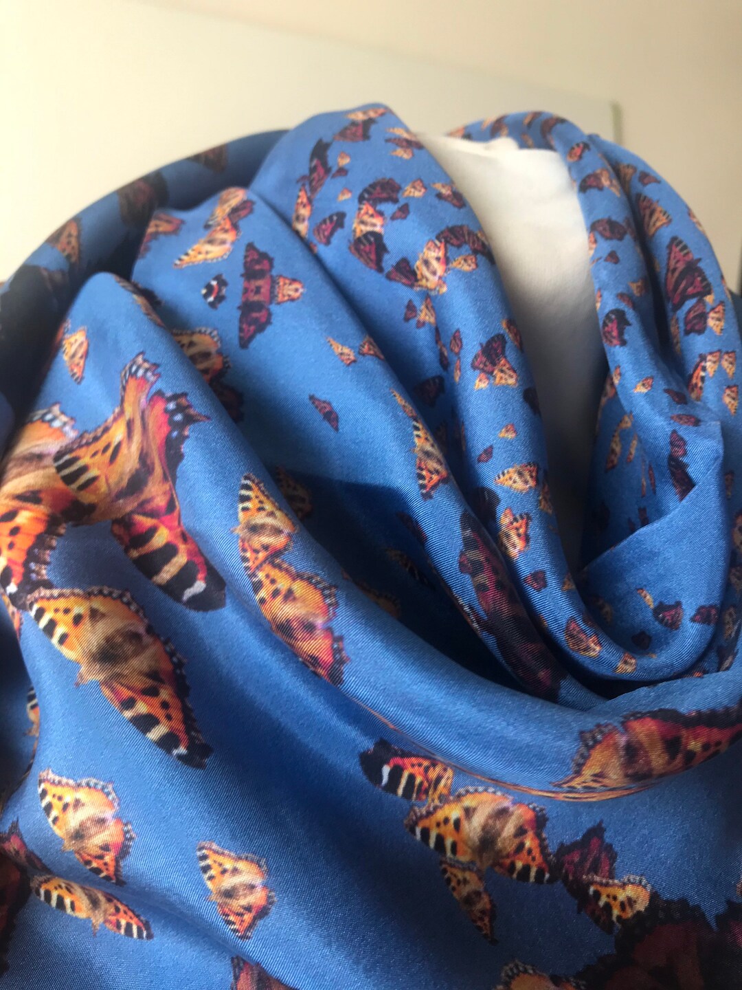 Schmetterling Schal, Blauer Seidenschal, Blauer Schal, Tierschal ...