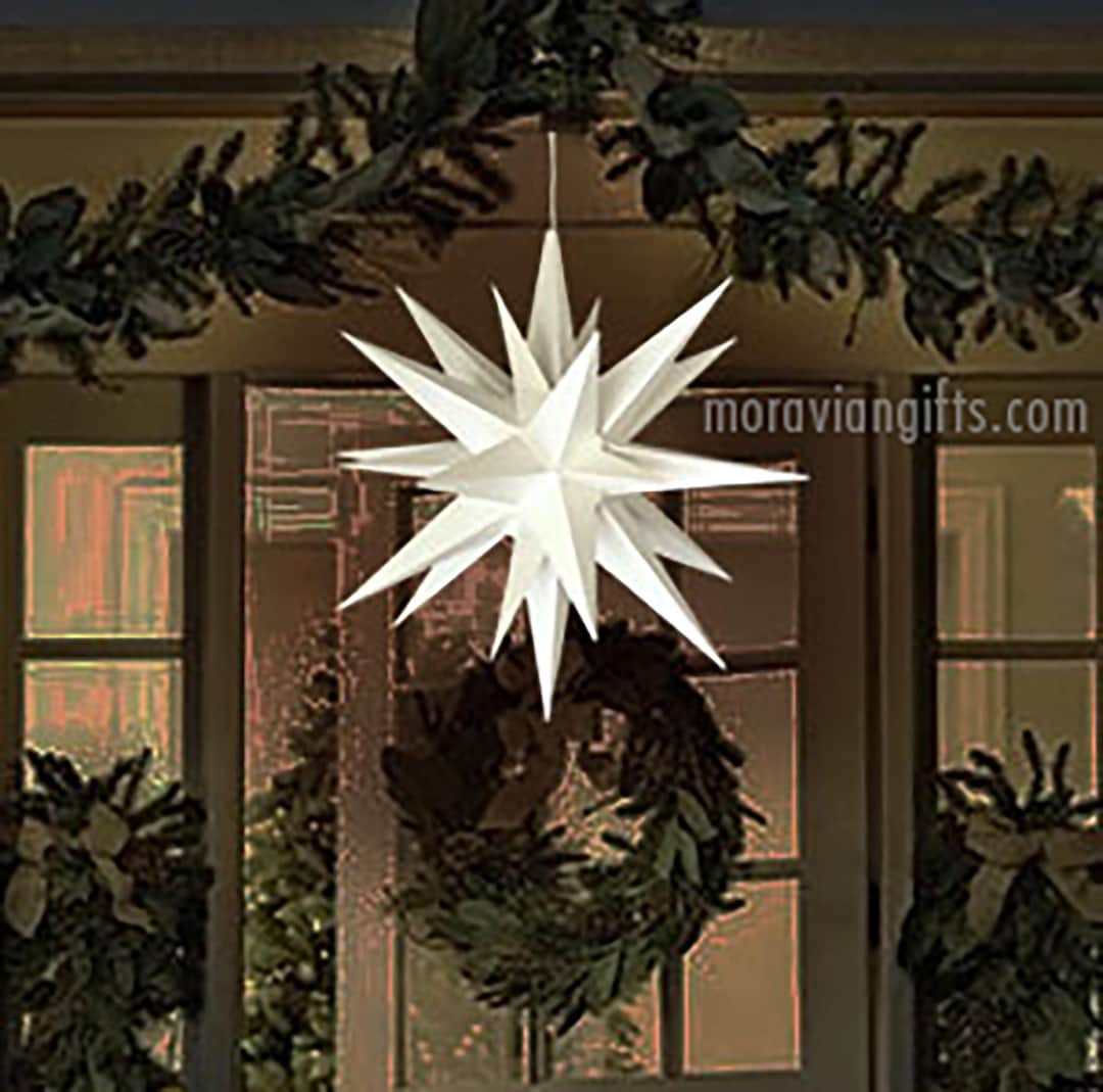 Lighted Moravian Star - Porch Light 21", Durable Plastic and Easy ...