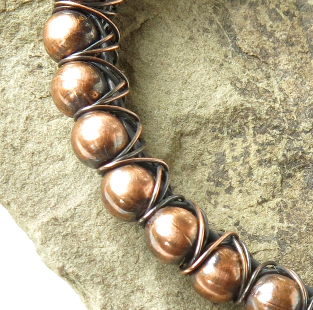 Wire Wrapped Copper Bracelet / Copper Bead Bracelet / Healing Jewelry ...