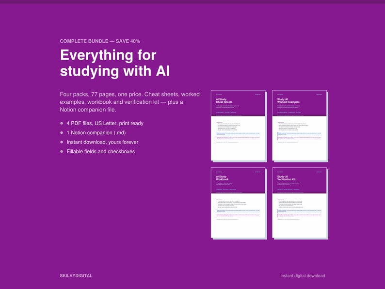 AI Study Bundle | Cheat Sheets, Examples, Workbook, Fact Check Kit | 77 ...