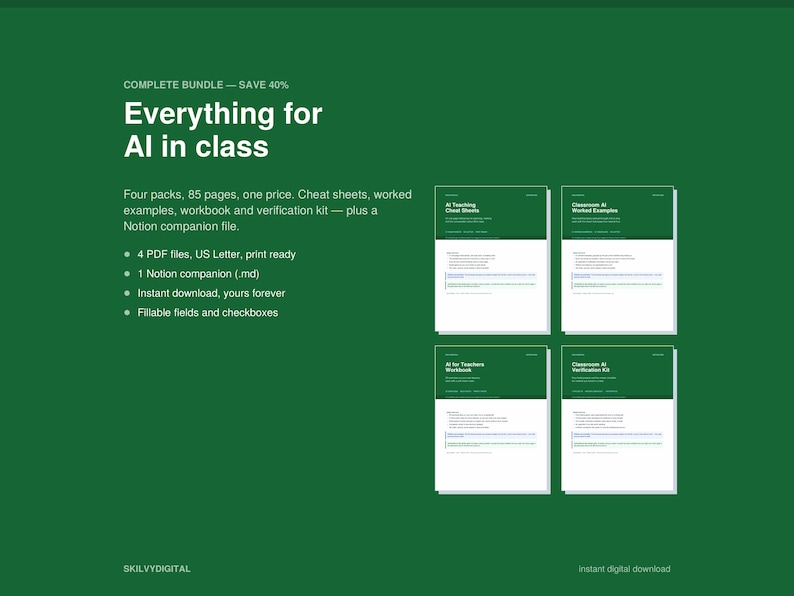 AI for Teachers Bundle | Cheat Sheets, Examples, Workbook, Verification ...
