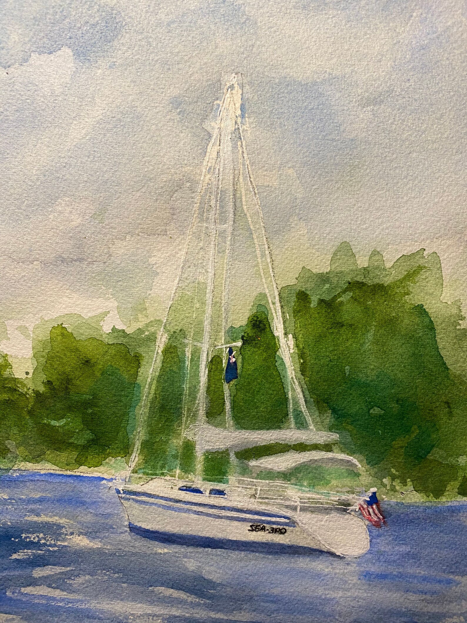 Custom Watercolor Boat Painting, Boat Portrait From Photo, Yacht ...