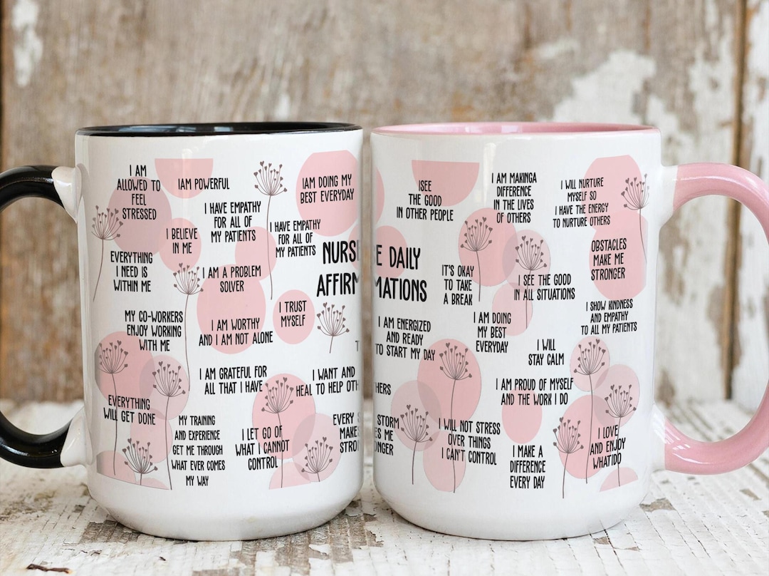 Nurse Daily Affirmations Glass Cup Mental Health Mug 11oz/15oz Daily ...