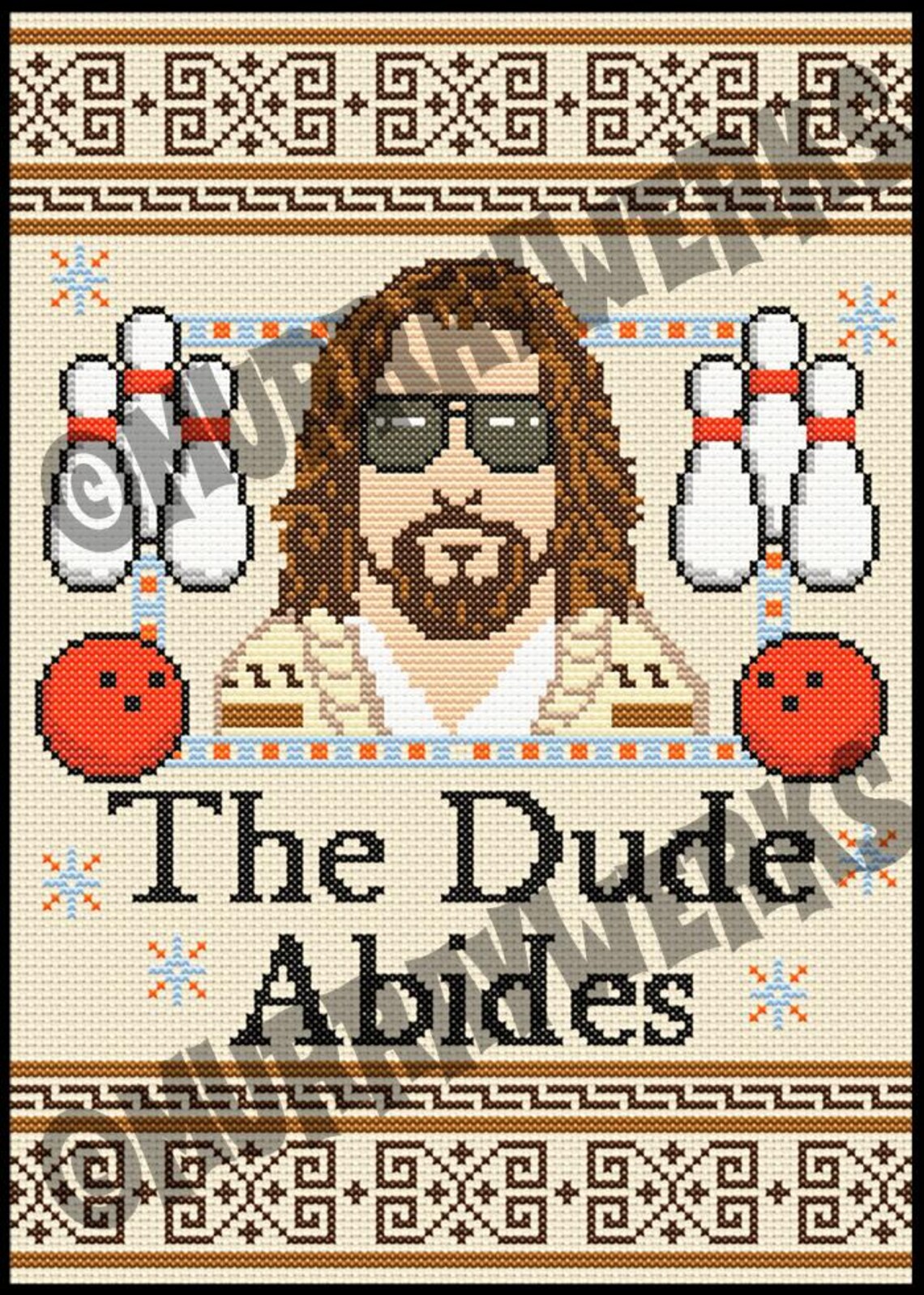 The Big Lebowski 'the Dude Abides' Movie Cross Stitch Pattern Digital - Etsy