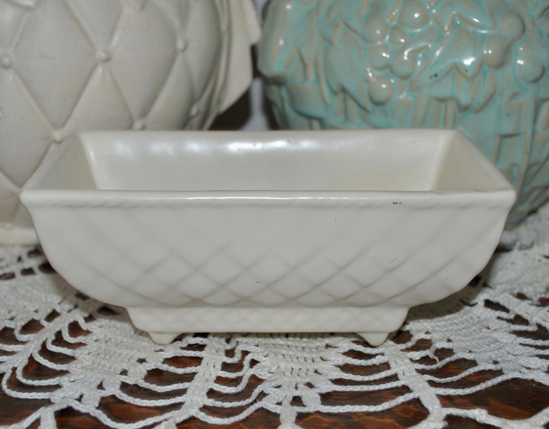 White Scallop Planter Rectangle Pottery Planter Scale - Etsy