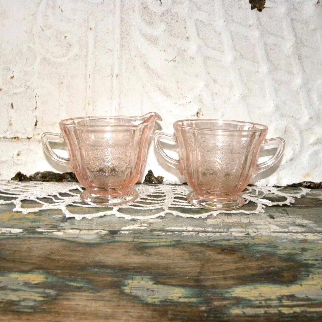 Recollection Pink Depression Creamer & Sugar Set Indiana Glass - Etsy