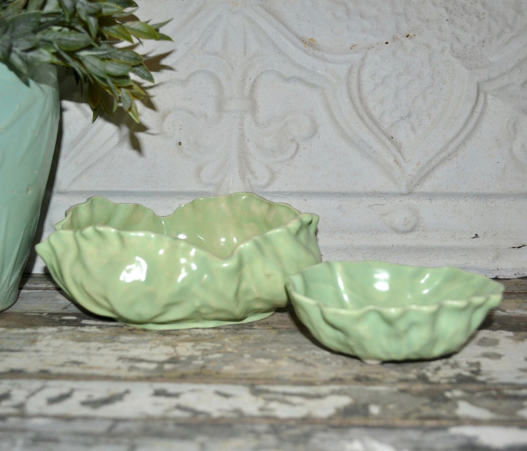 Green Cabbage Bowl Set of 2 Handmade Spring Decor - Etsy