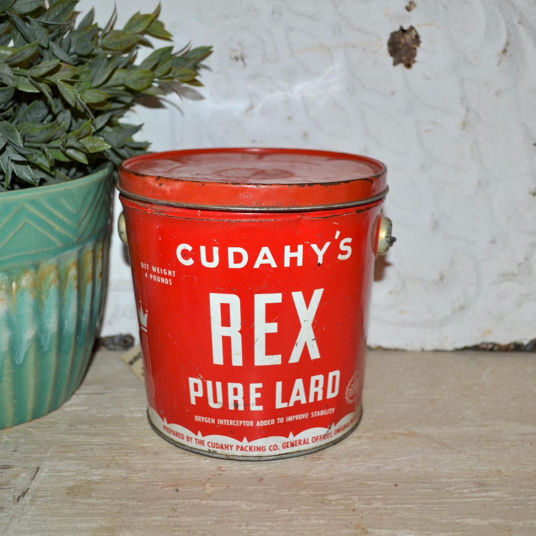 Cudahy Rex Pure Lard Bucket Red Advertising Tin Kitchen Decor Storage ...