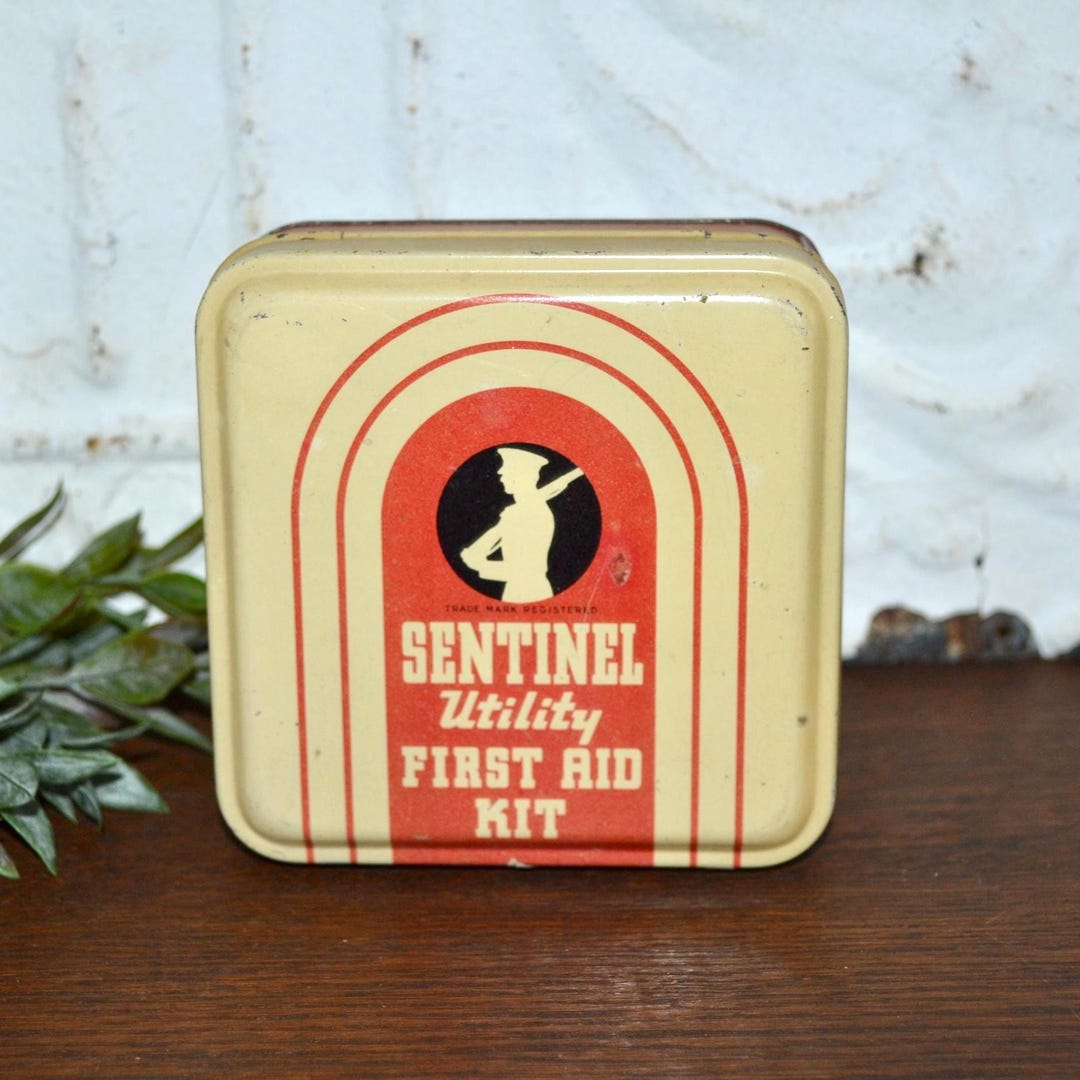 Sentinel First Aid Kit Vintage Military Medical Soldier Advertising Tin ...