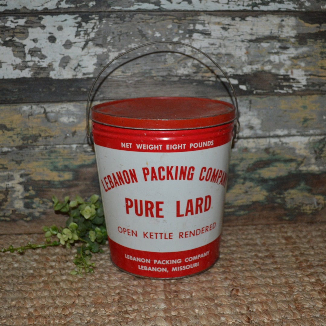 Lebanon Pure Lard Bucket Red Advertising Tin Kitchen Decor Storage ...
