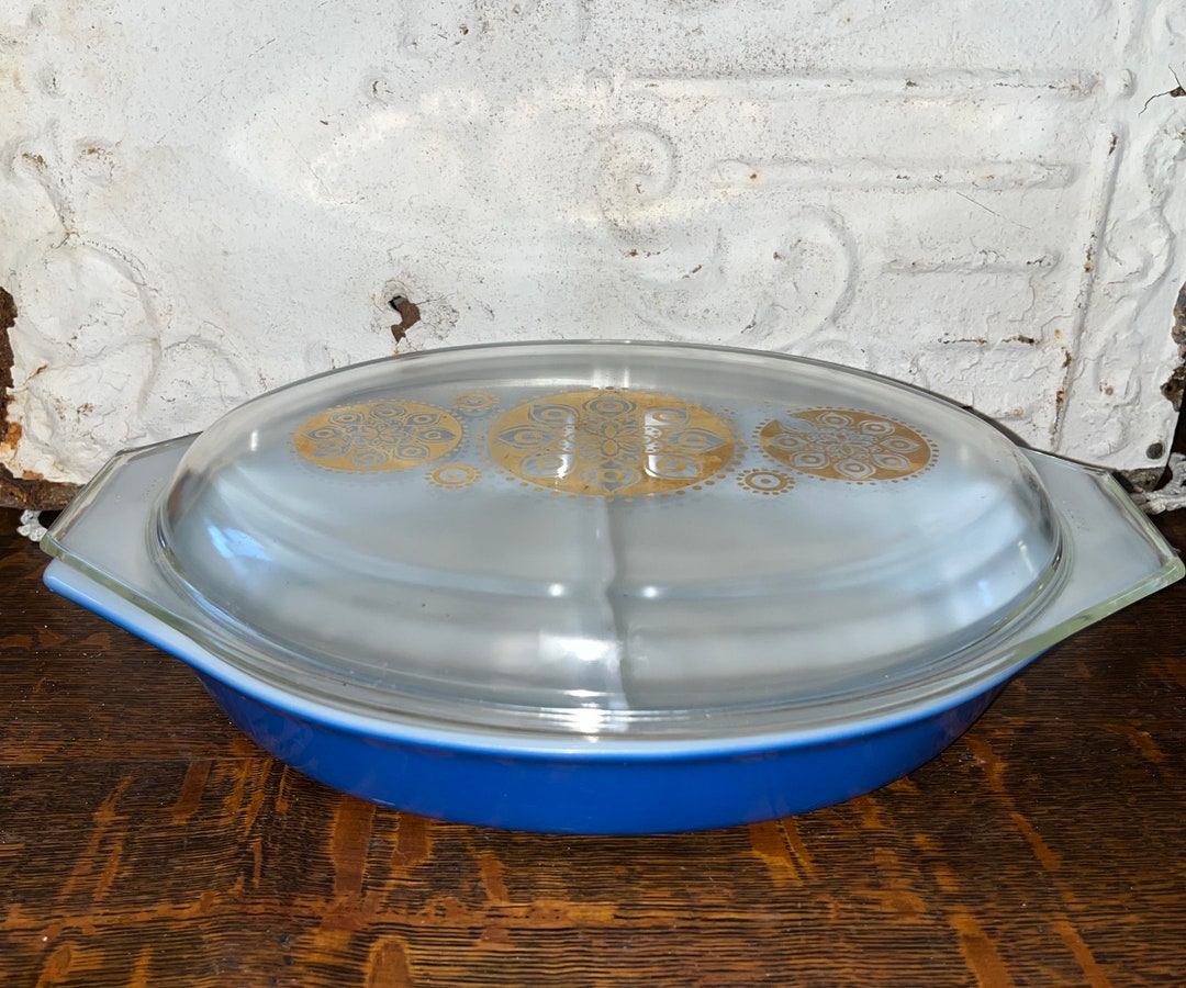 Pyrex Royal Divided Promo Dish Blue Gold Pyrex - Etsy