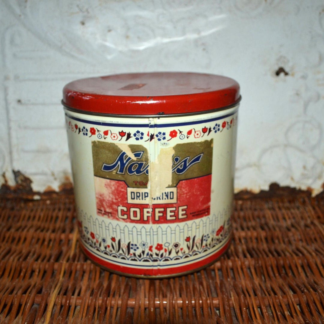 Nash Coffee Red Floral Tin Canister Large Container - Etsy