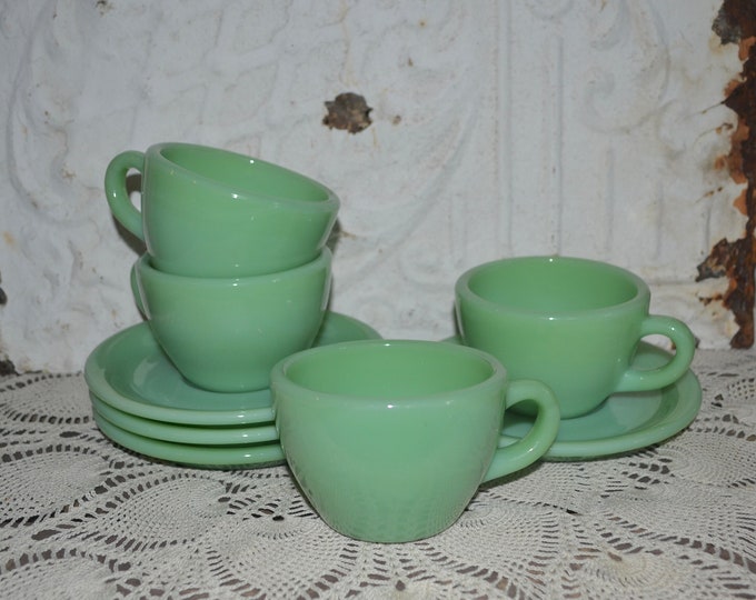 Fire King Jadeite Restaurant Ware Cup Set of 4 Mint Green - Etsy
