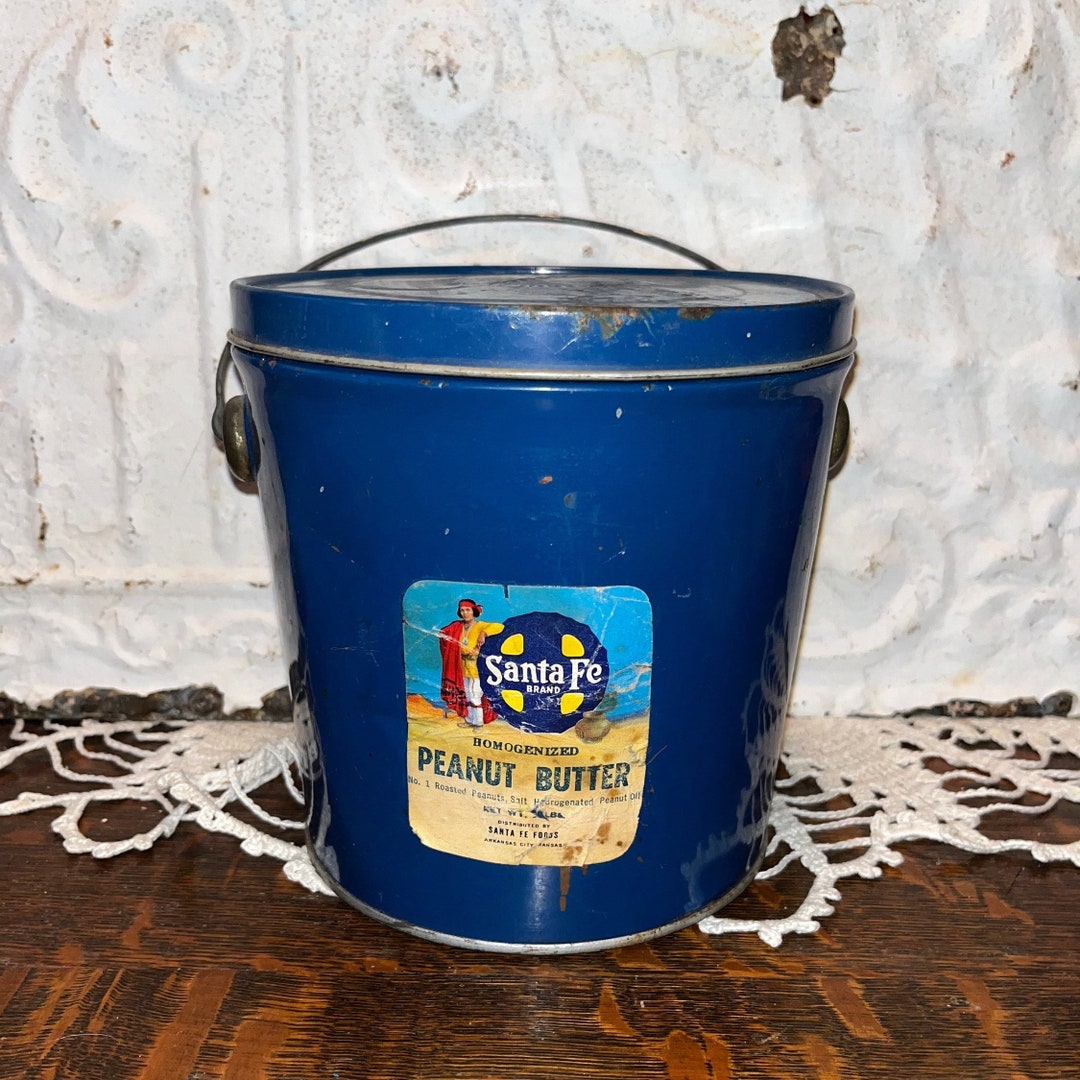 Santa Fe Peanut Butter Tin Bucket Advertising Metal Storage Container ...