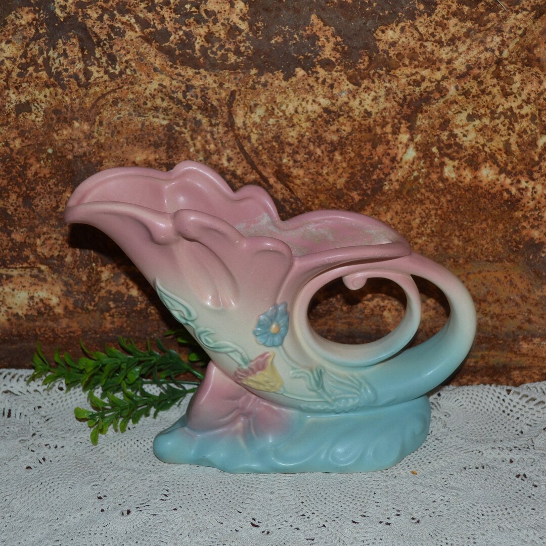 Hull Pink Bow Knot Cornucopia Vase Blue Pink Pottery Vase - Etsy