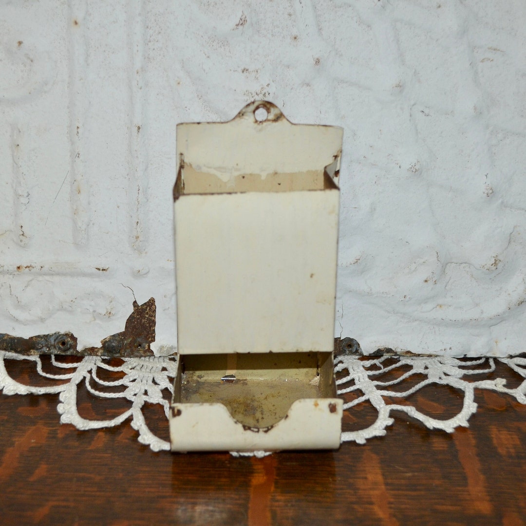 White Metal Match Holder Match Dispenser Vintage Kitchen - Etsy
