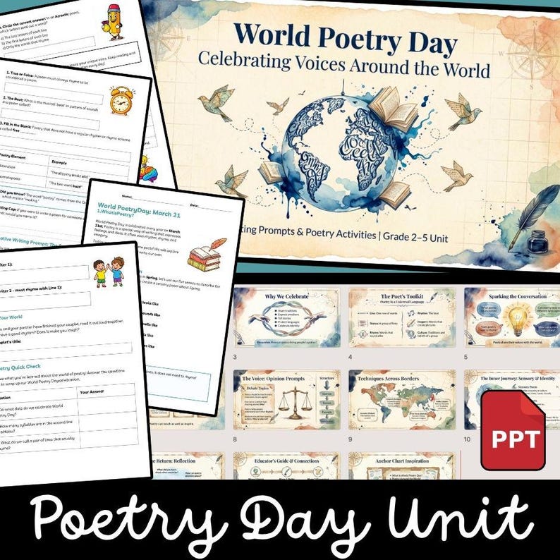 World Poetry Day Activities | I Am Poem, Poetry Writing Worksheets ...