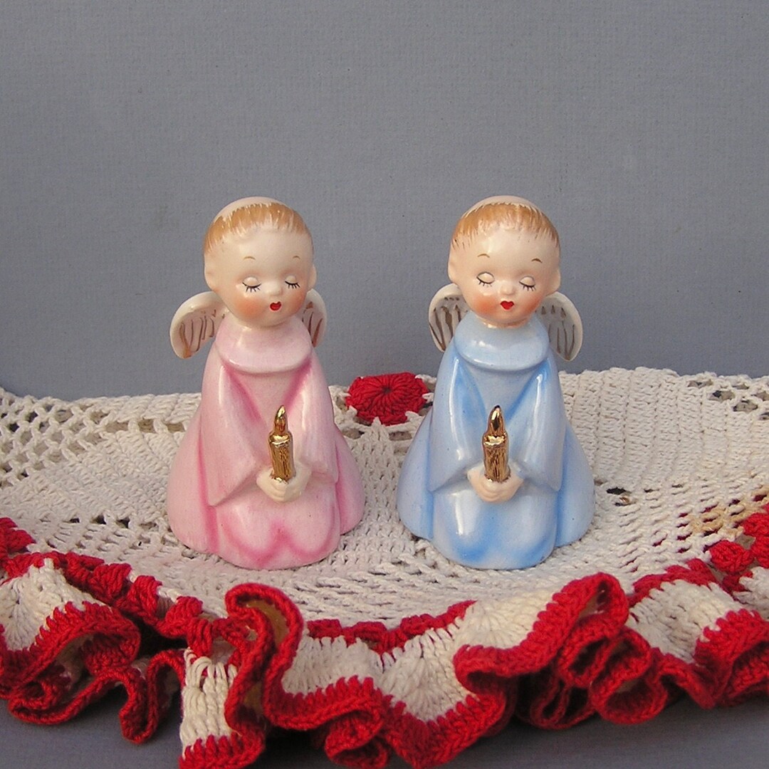 Vintage Angels . Nippon . Japan . Pair of Angel Figurines Holding ...