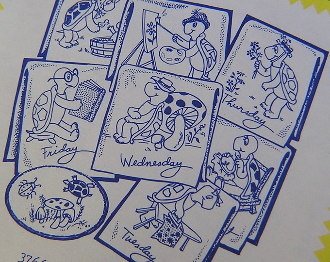 Murtle Turtle Days of the Week, Aunt Martha's Hot Iron Transfers - Etsy
