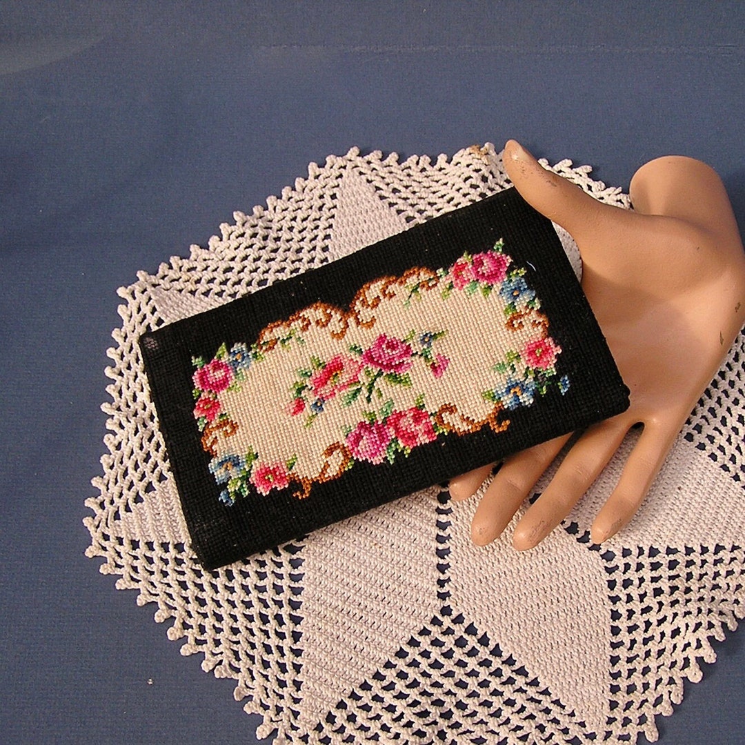 Vintage Petit Point Needlepoint Clutch Purse - Etsy
