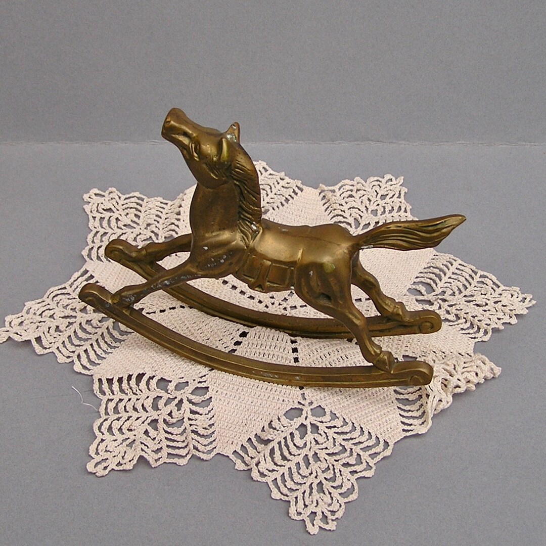 Vintage Solid Brass Rocking Horse . Vintage Home Decor . Metal Horse ...