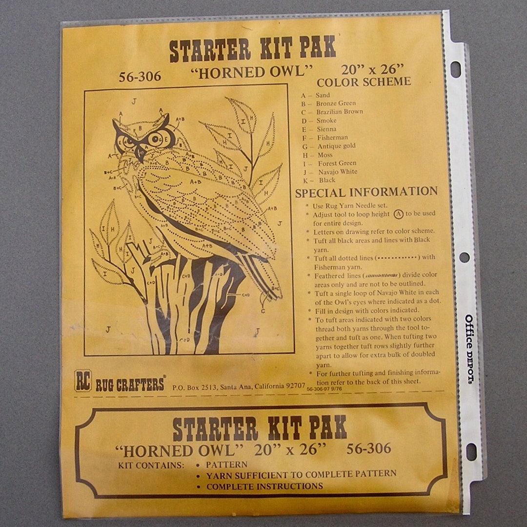 Vintage Owl Rug Kit . Rug Crafters Speed Tufting . 20 X 26 - Etsy
