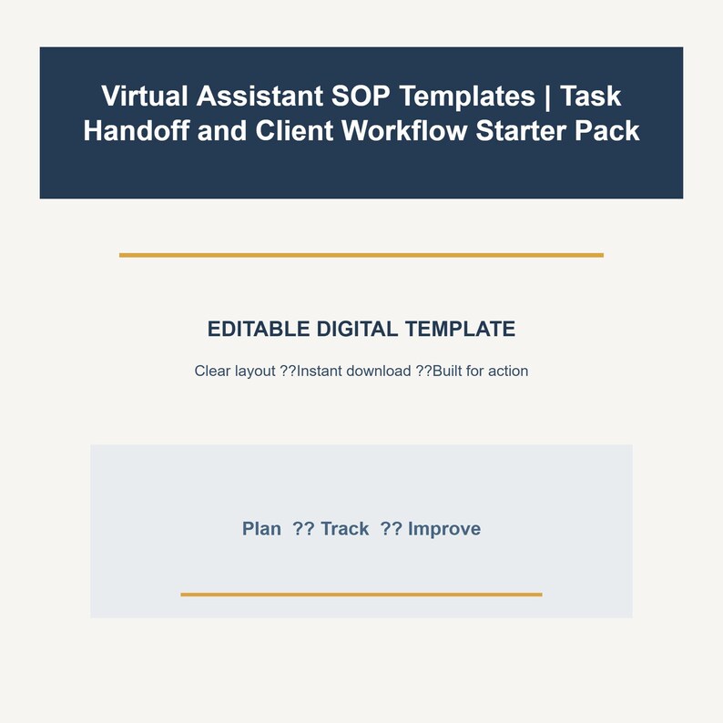 Virtual Assistant SOP Templates | Excel Template | Operations ...