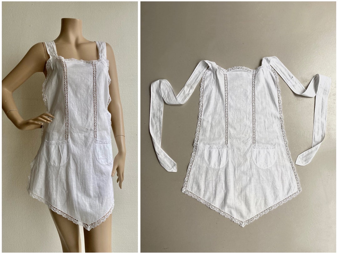 Antique 1920s White Cotton Maid Servant Apron With Lace - Etsy