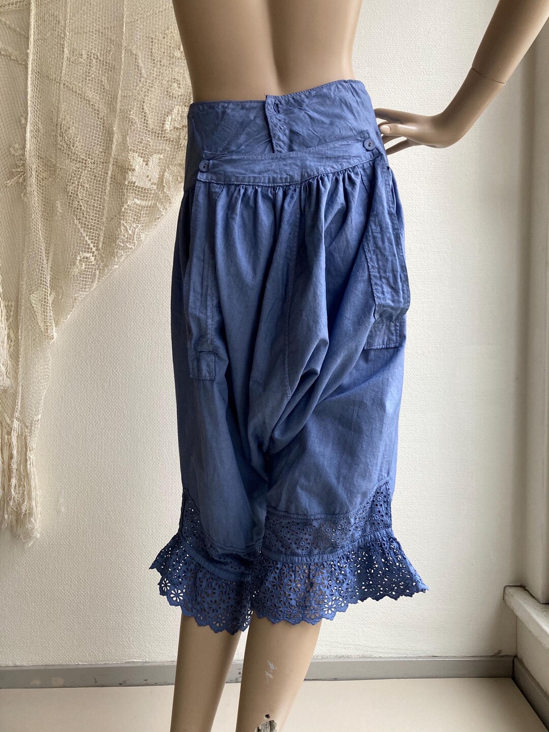 Antique Bloomers With Back Flap and Broderie Anglaise Legs in Blue and ...
