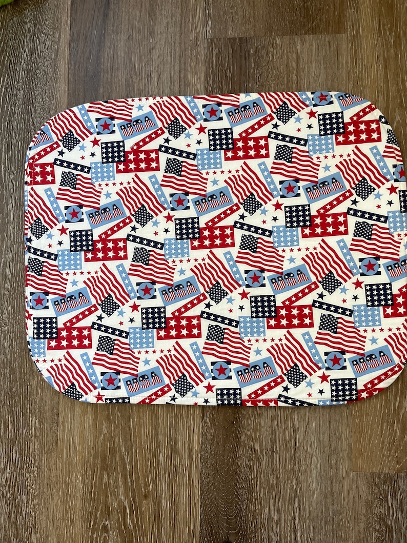 Set of 4 Reversible Oblong With Flags and White Flowers - Etsy