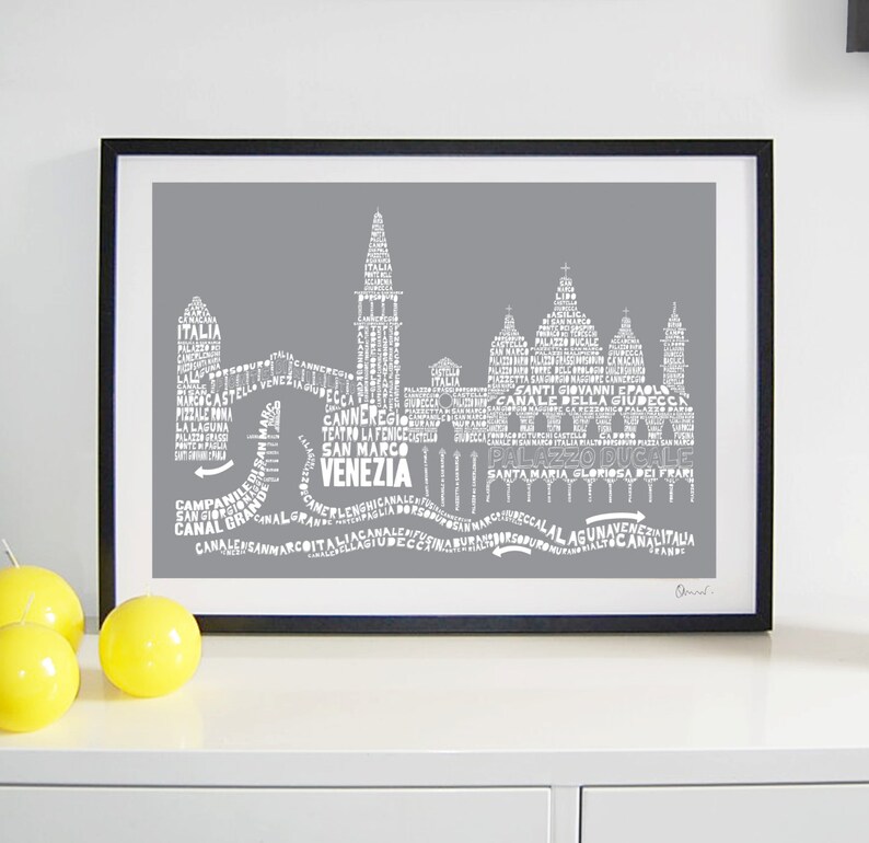 Venice Skyline Typography Print - Etsy