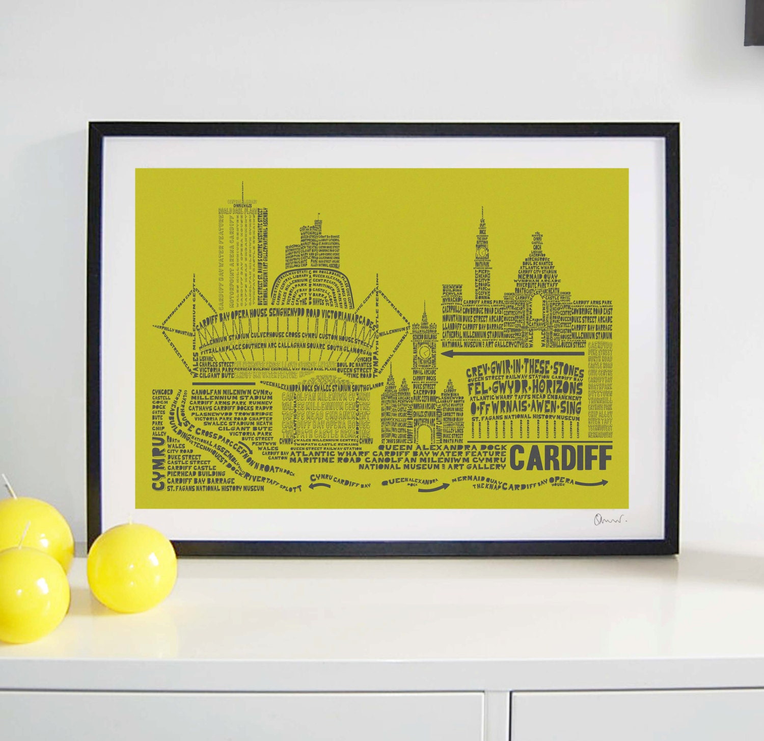 Cardiff Skyline Typography Print - Etsy