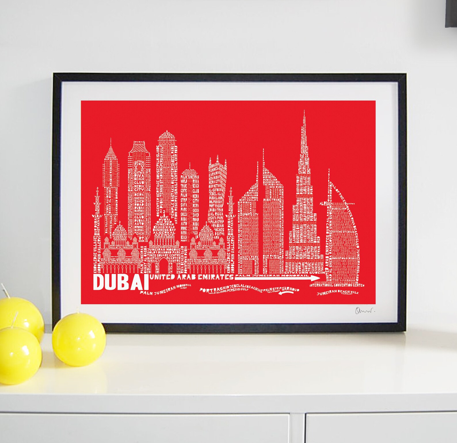 Dubai Skyline Typography Print - Etsy