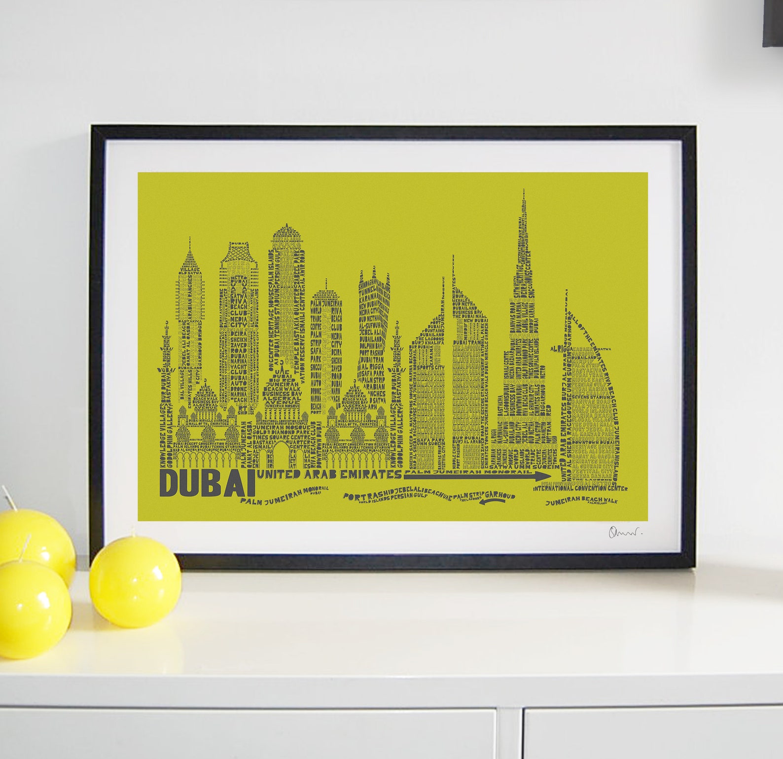 Dubai Skyline Typography Print - Etsy