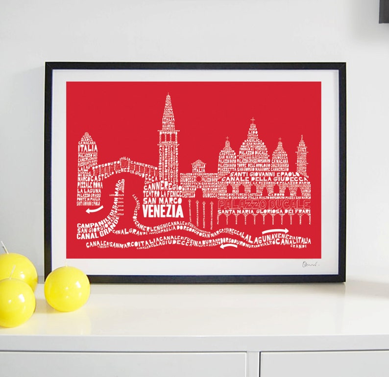 Venice Skyline Typography Print - Etsy